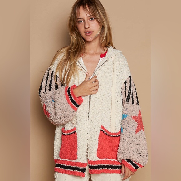 POL | Sweaters | 76 Pol Last Popcorn Zip Hood Sweatshirt Oversized ...